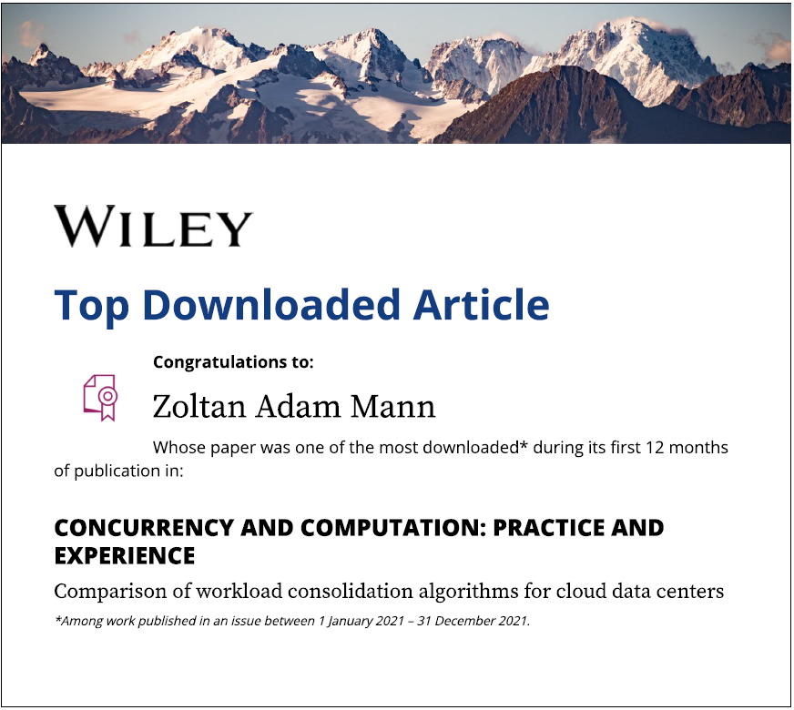 Top Downloaded Article in Concurrency and Computation: Practice and Experience | Complex Cyber ...